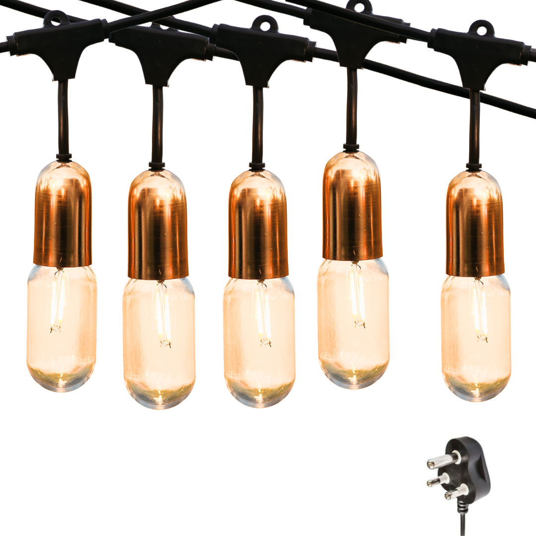 Stellar Lighting 10m 10 LED Festoon Gold Vintage Drop String Lights ...