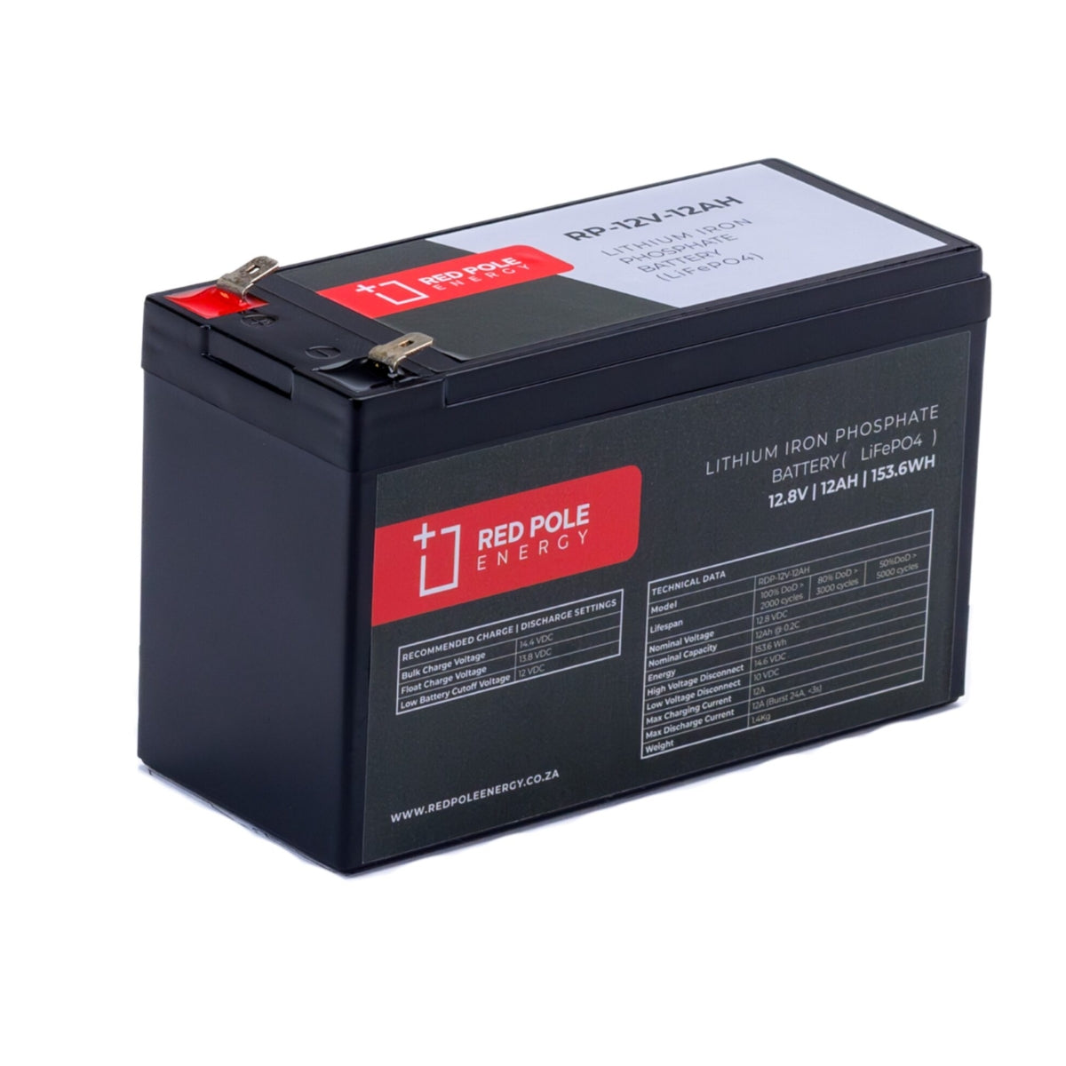 Red Pole Energy 12V 12Ah 153Wh Gate motor LiFePO4 Battery - Sustainable ...