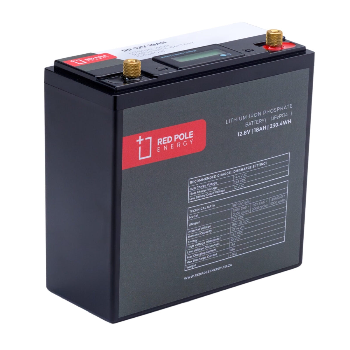 Red Pole Energy 12V 18Ah 230Wh LiFePO4 Battery - Sustainable.co.za