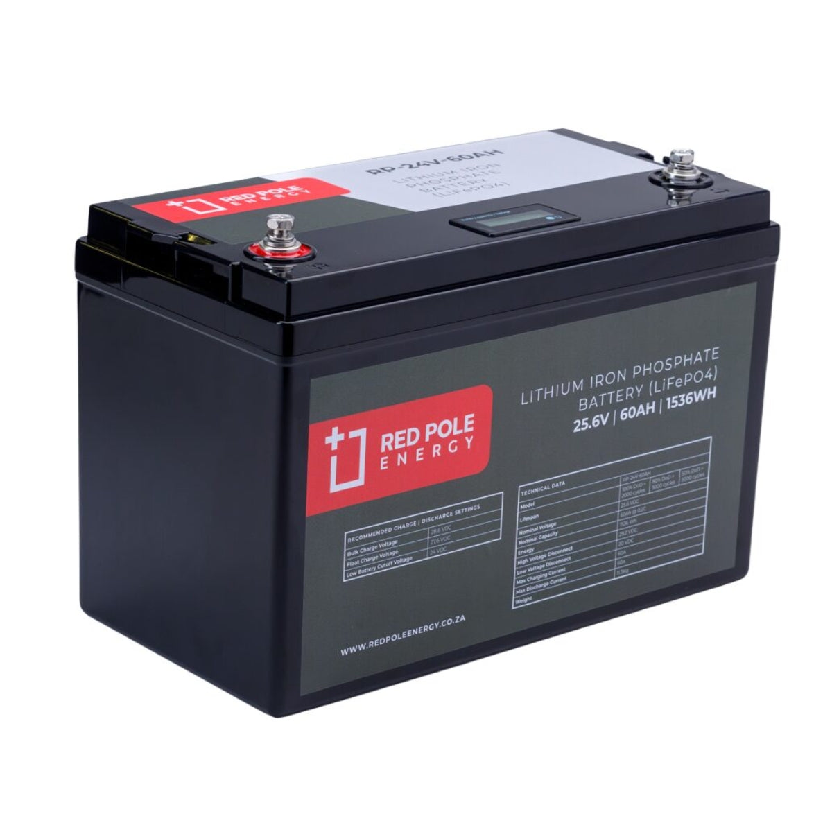 Red Pole Energy 24V 60Ah 1.53kWh LiFePO4 Battery - Sustainable.co.za