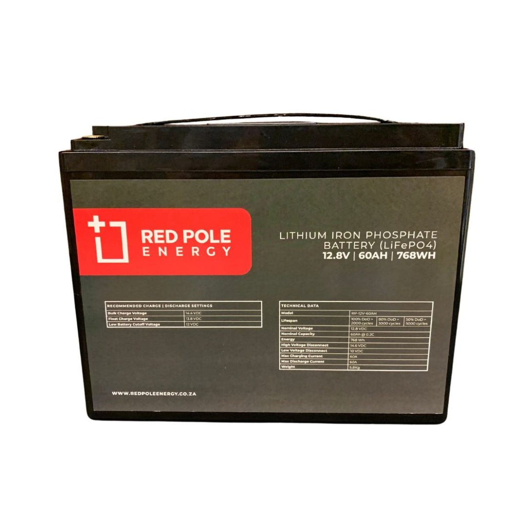 Red Pole Energy 12V 60Ah 768Wh LiFePO4 Battery - Sustainable.co.za