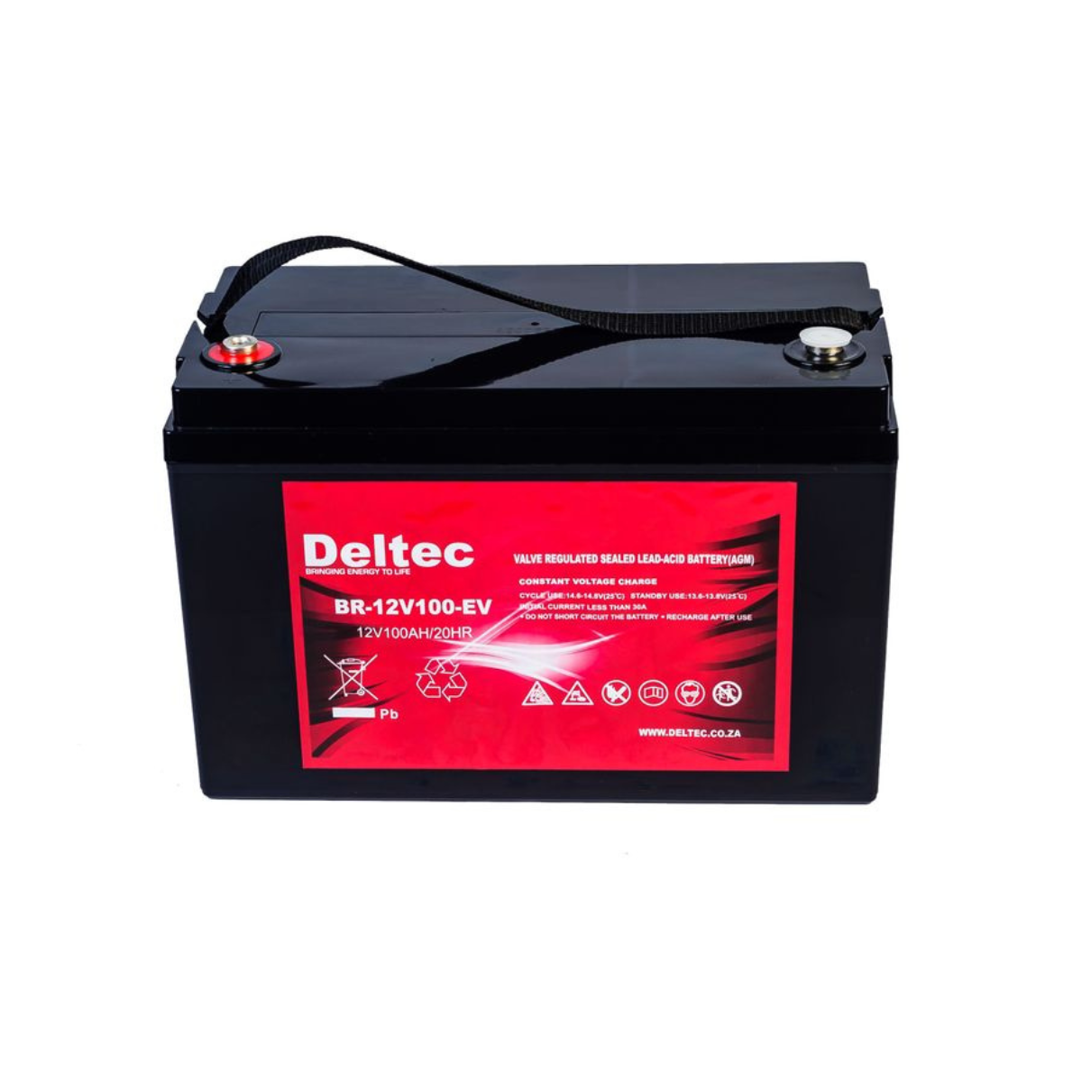 Deltec BR-12V100-EV 100Ah 12V AGM Batter - Sustainable.co.za