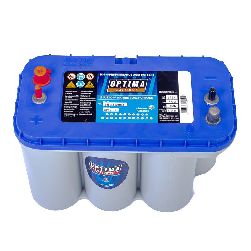 Optima BVO-B75L 75Ah 12V Blue Top Marine AGM Battery - Sustainable.co.za